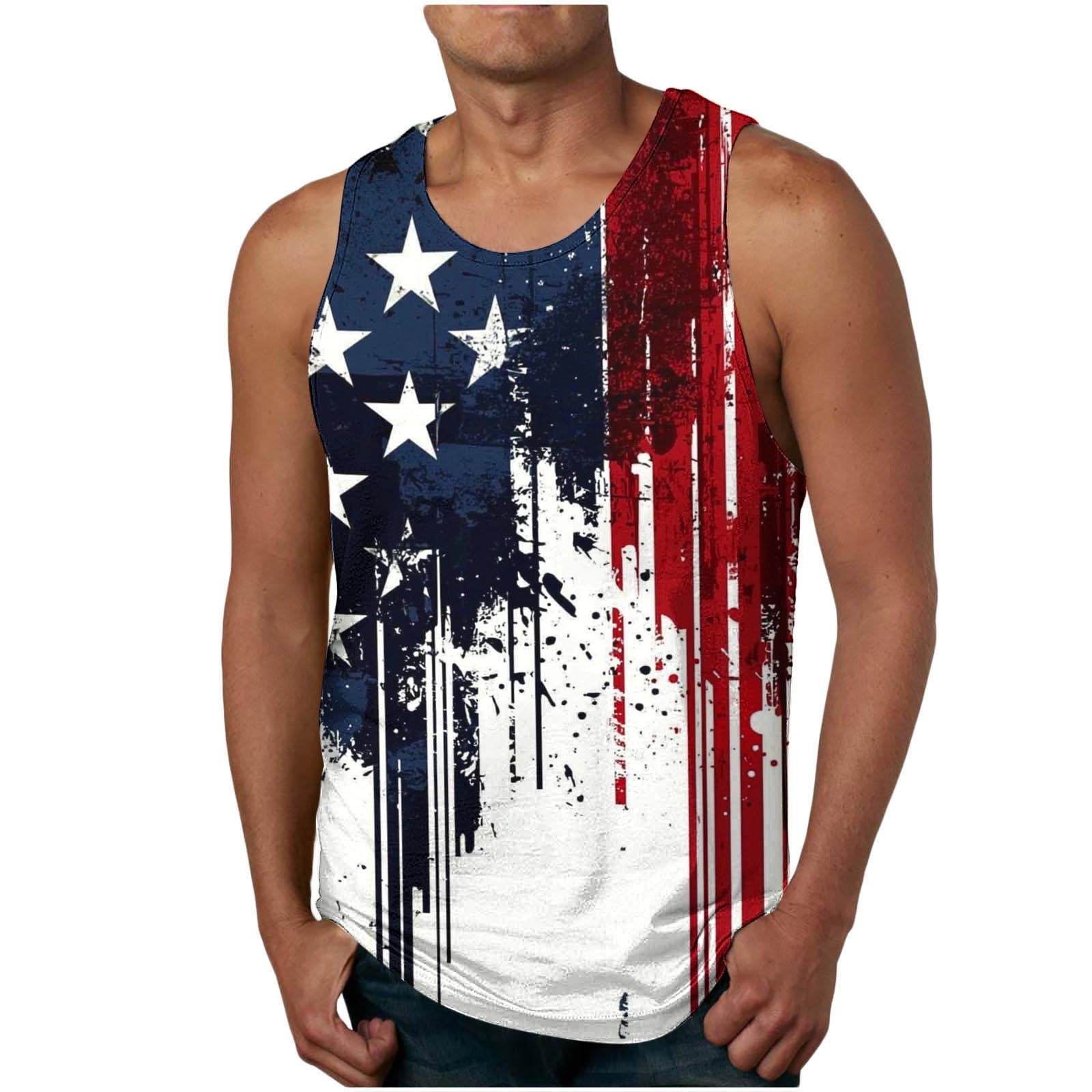 COSFO Crew Neck Tank Tops Men Athletic Independence Day Muscle Shirts ...