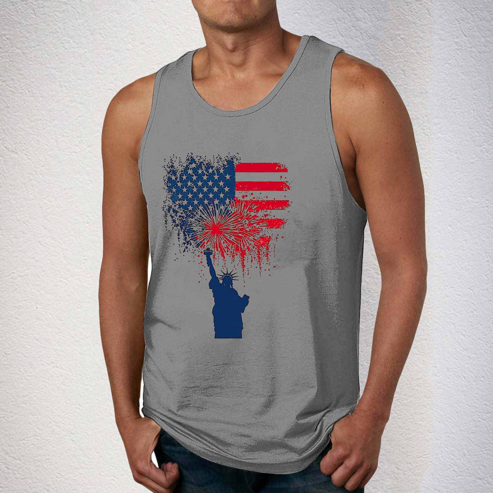 COSFO Crew Neck Tank Tops for Men Muscle Athletic Independence Day ...