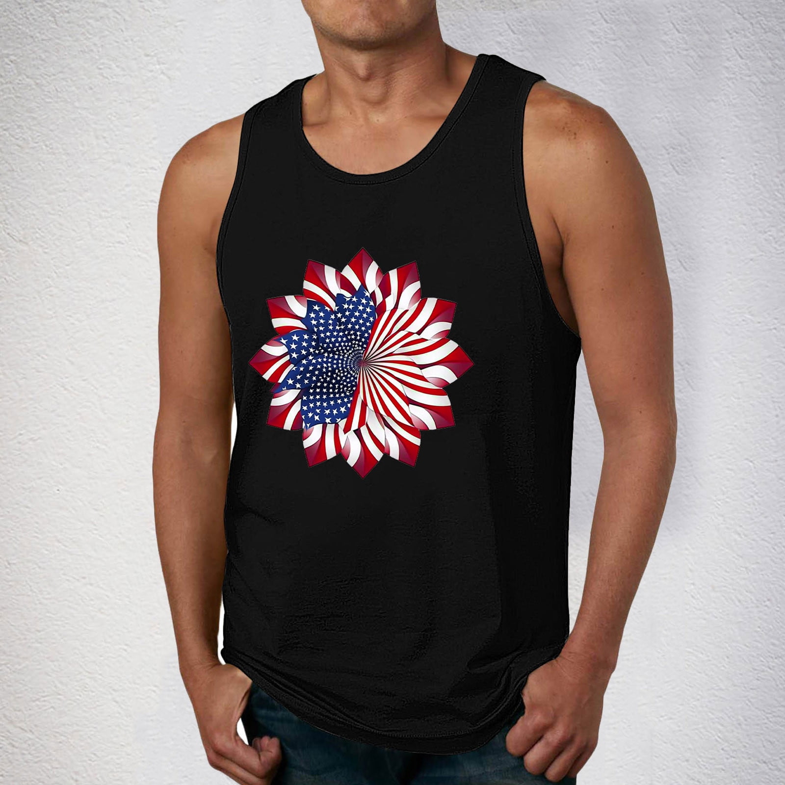 COSFO Crew Neck Tank Tops for Men Muscle Independence Day Athletic ...
