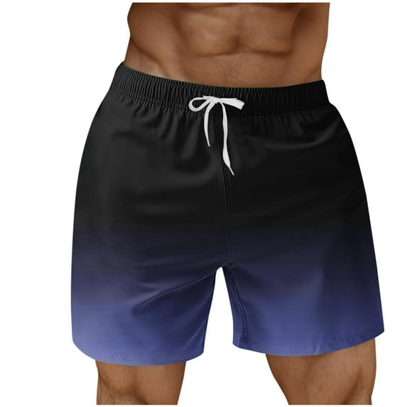 COSFO Elastic Waist Men Swim Trunks Casual Gradient Relaxed Fit Summer ...