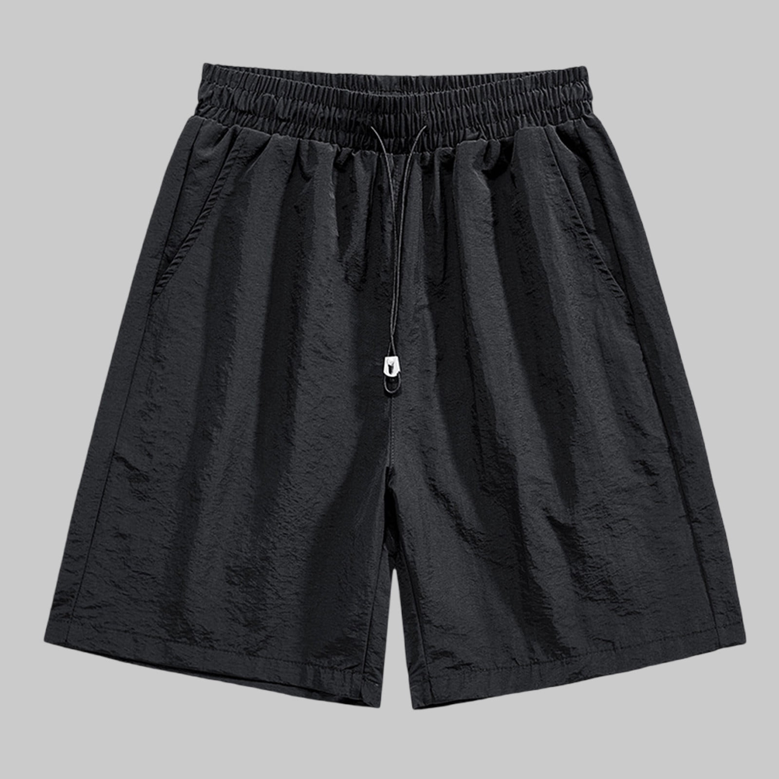 COSFO Elastic Waist Running Shorts for Men Relaxed Fit Casual Black ...