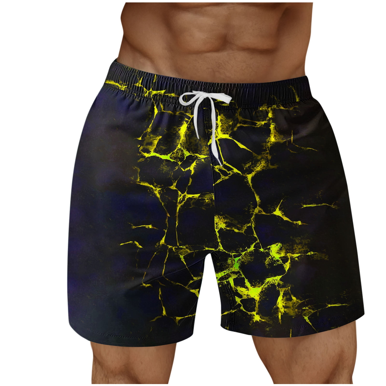 COSFO Flame Men Swim Trunks Elastic Waist Casual Board Shorts Relaxed ...