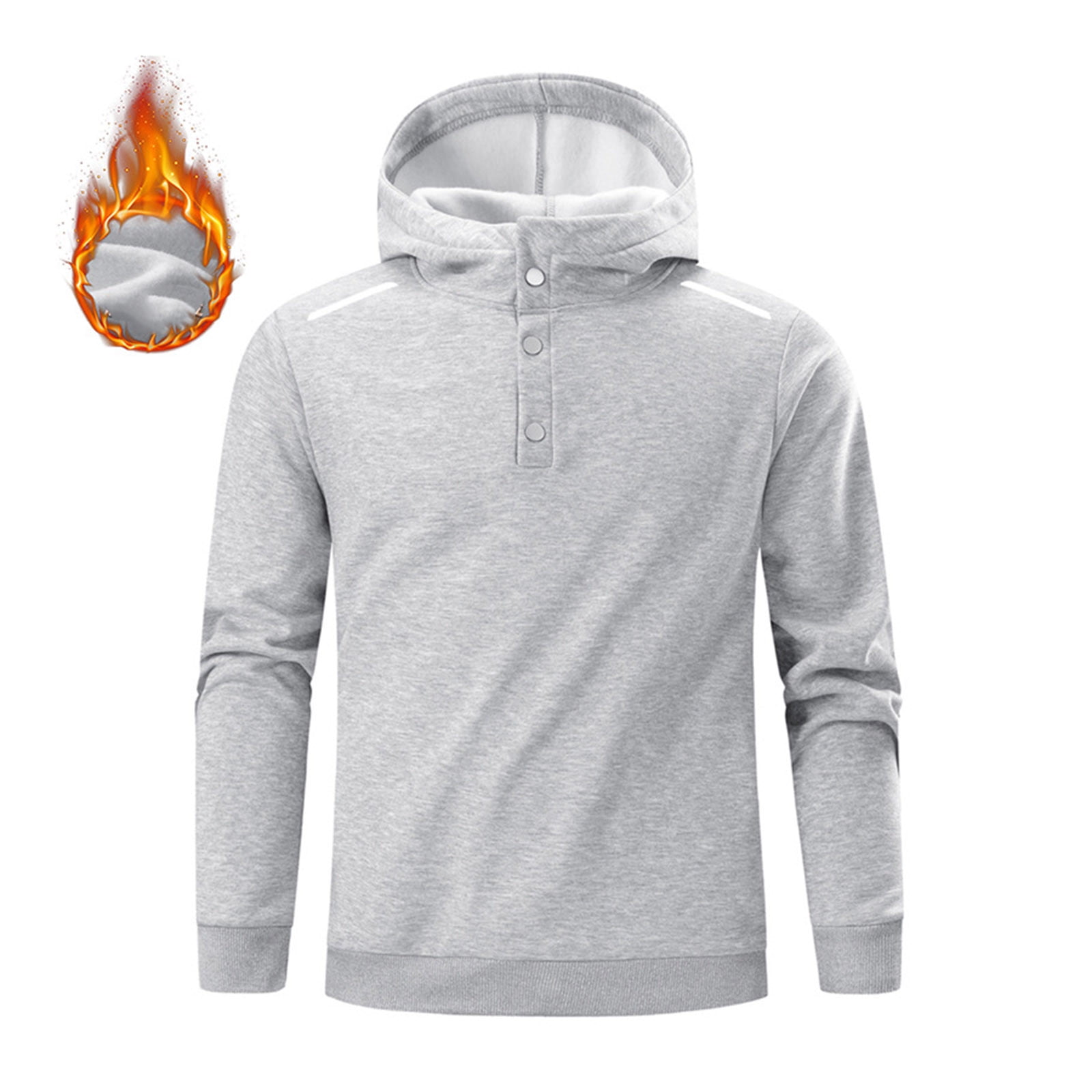 COSFO Fleece Sweatshirt for Men Hooded Solid Pullover Shirts Loose Fit ...