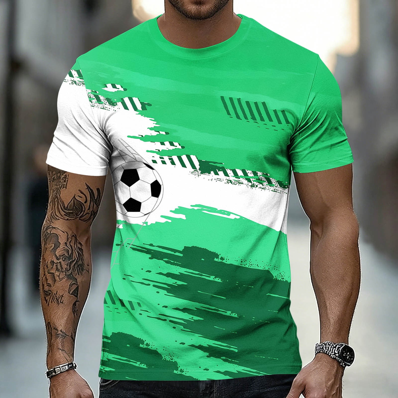 COSFO Football Mens Tshirts Casual Workout Short Sleeve Graphic Tees ...