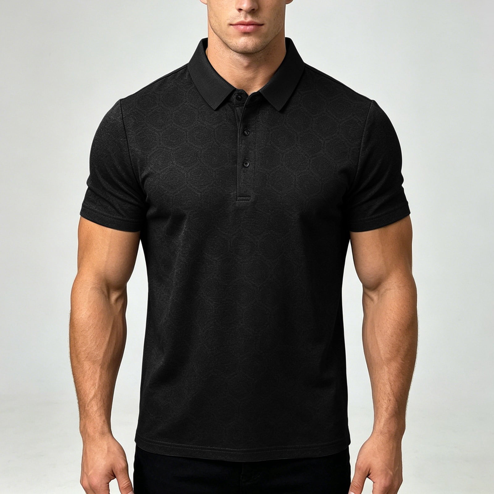 COSFO Golf Men Polo Shirts Black Casual Short Sleeve Shirts Collared ...
