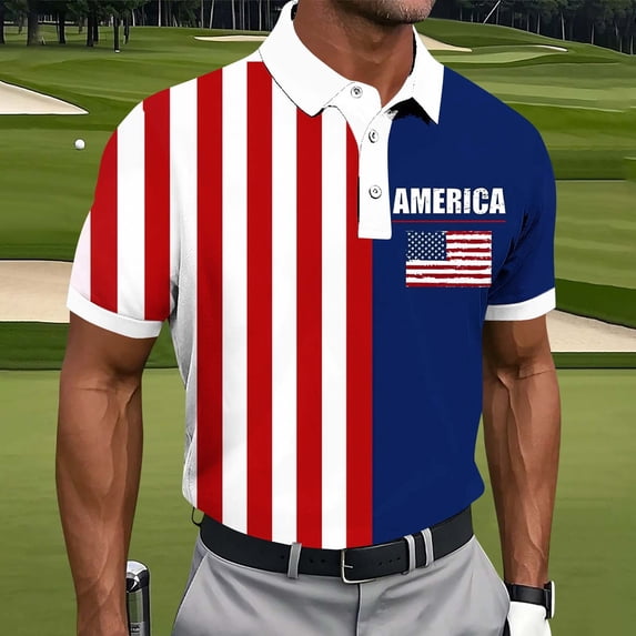 COSFO Independence Day Polo T Shirts for Men Golf Short Sleeve Casual ...