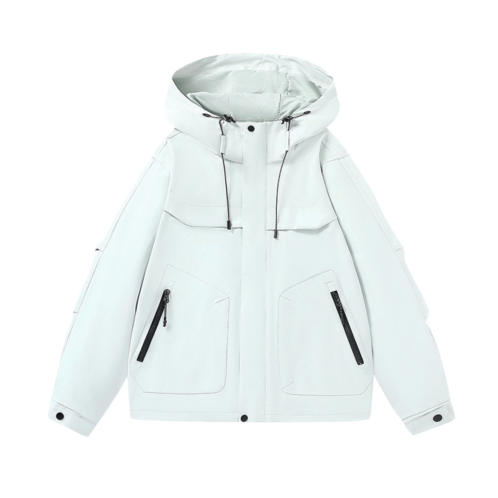 COSFO Gray Rain Jacket Men Waterproof Hooded Lightweight Windbreaker ...