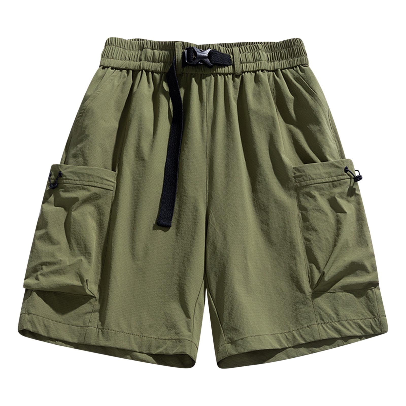 COSFO Green Cargo Shorts for Men Elastic Waist Casual Relaxed Fit ...