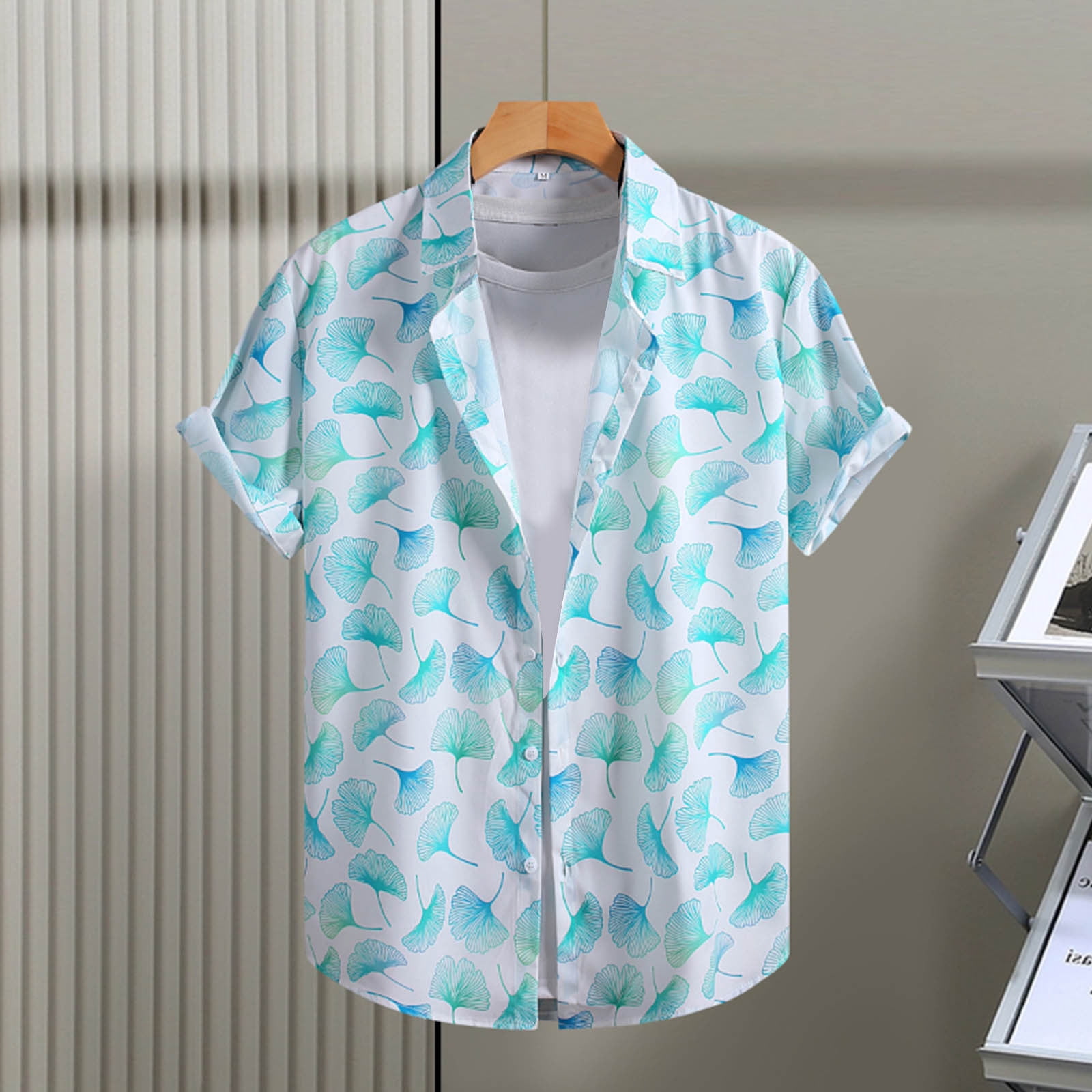 COSFO Hawaiian Mens Button Down Short Sleeve Shirt Collared Casual ...