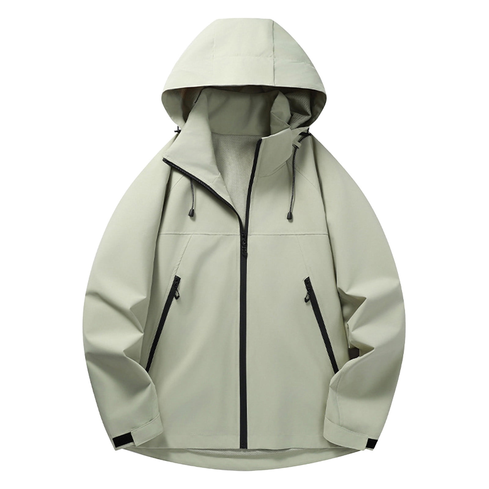 COSFO Hooded Men Jacket Zip Up Solid Waterproof Windbreaker with ...