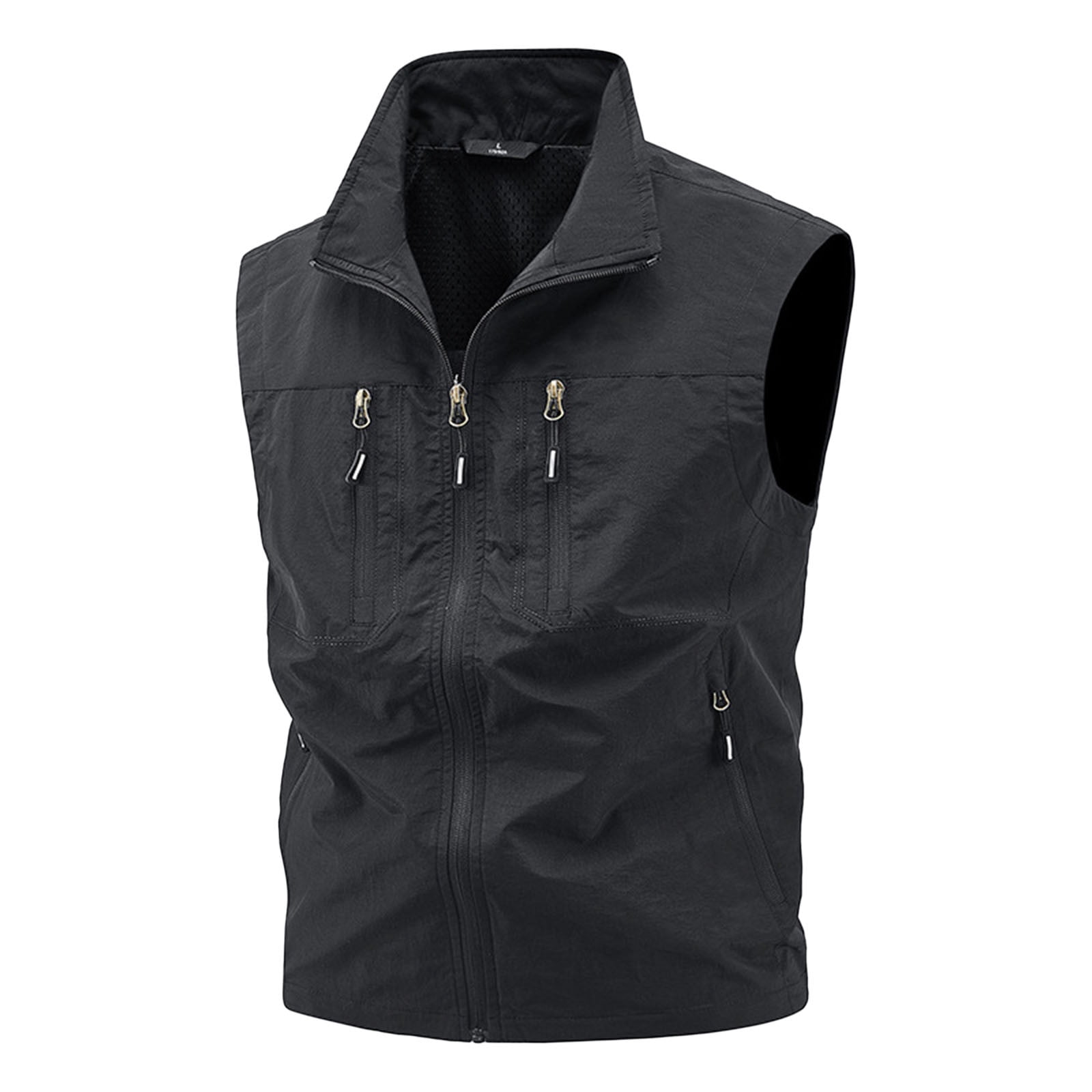 COSFO Lightweight Mens Vests for Outdoors Full Zip Black Outdoor Coats ...