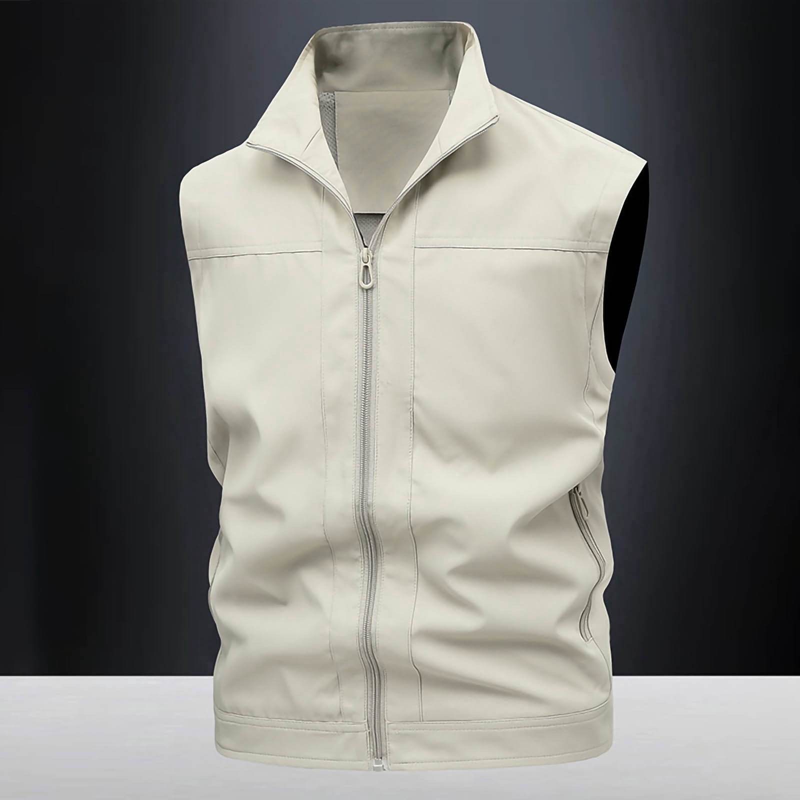 COSFO Lightweight Vest for Men Solid Zip Up Work Jacket Casual Outdoor ...