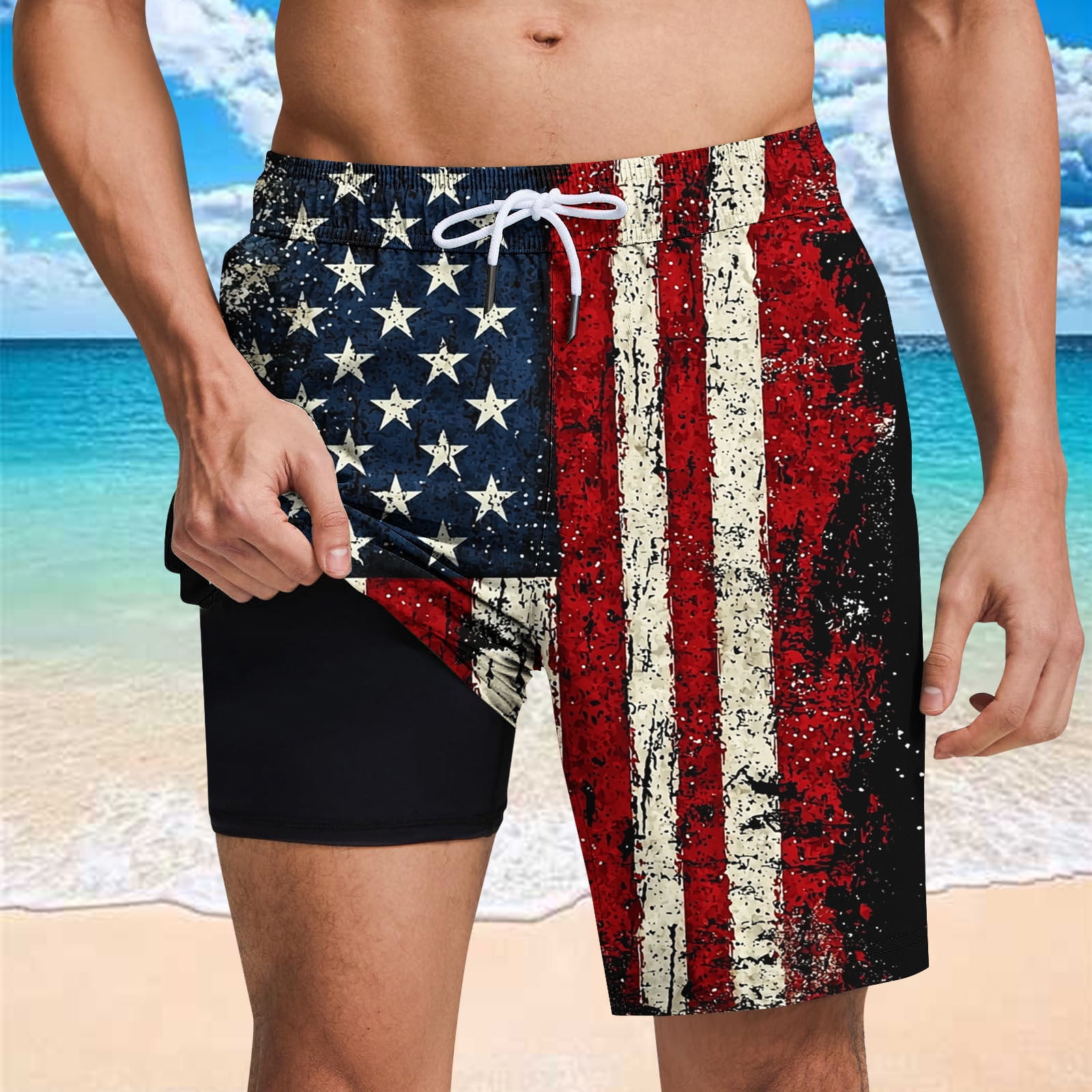 COSFO Men Board Shorts Casual Independence Day Relaxed Fit Shorts ...