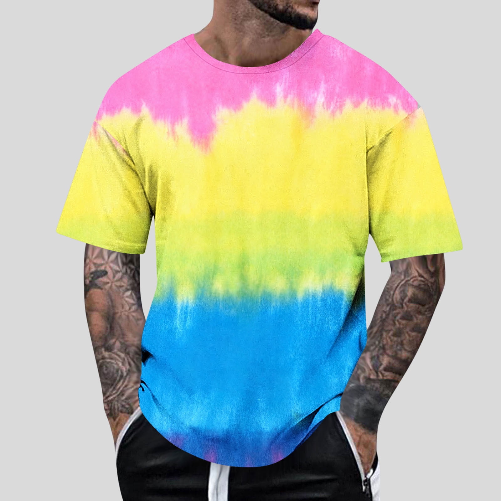 COSFO Men Shirts Crewneck Workout Tie Dye Short Sleeve Tops Pullover ...