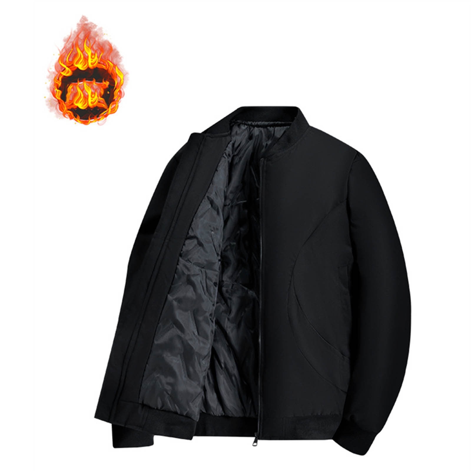 COSFO Mens Fall Bomber Jacket Quilted Black Zip Up Outwear Long Sleeve ...