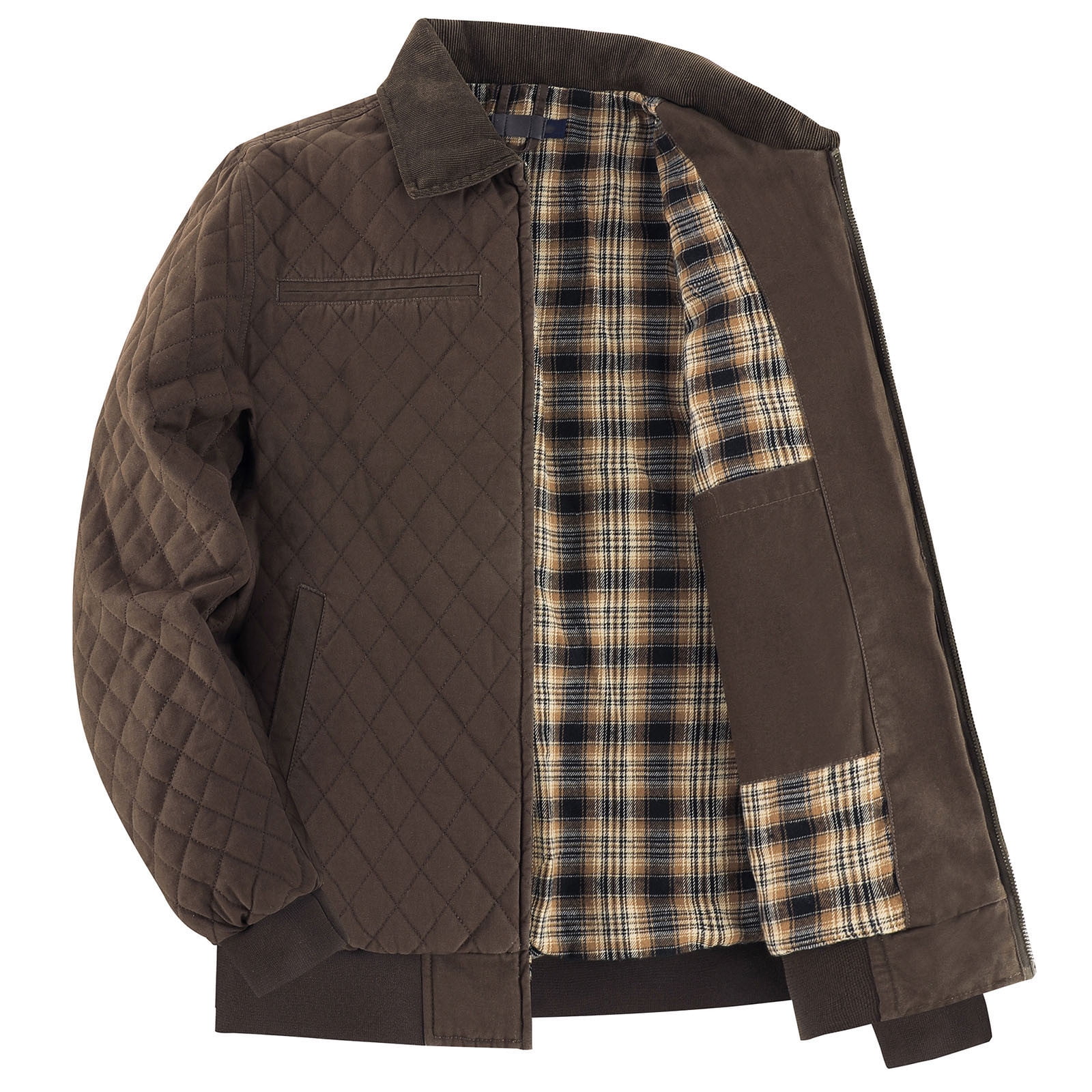 COSFO Mens Fall Bomber Jackets Fleece Zip Up Solid Brown Windbreaker ...