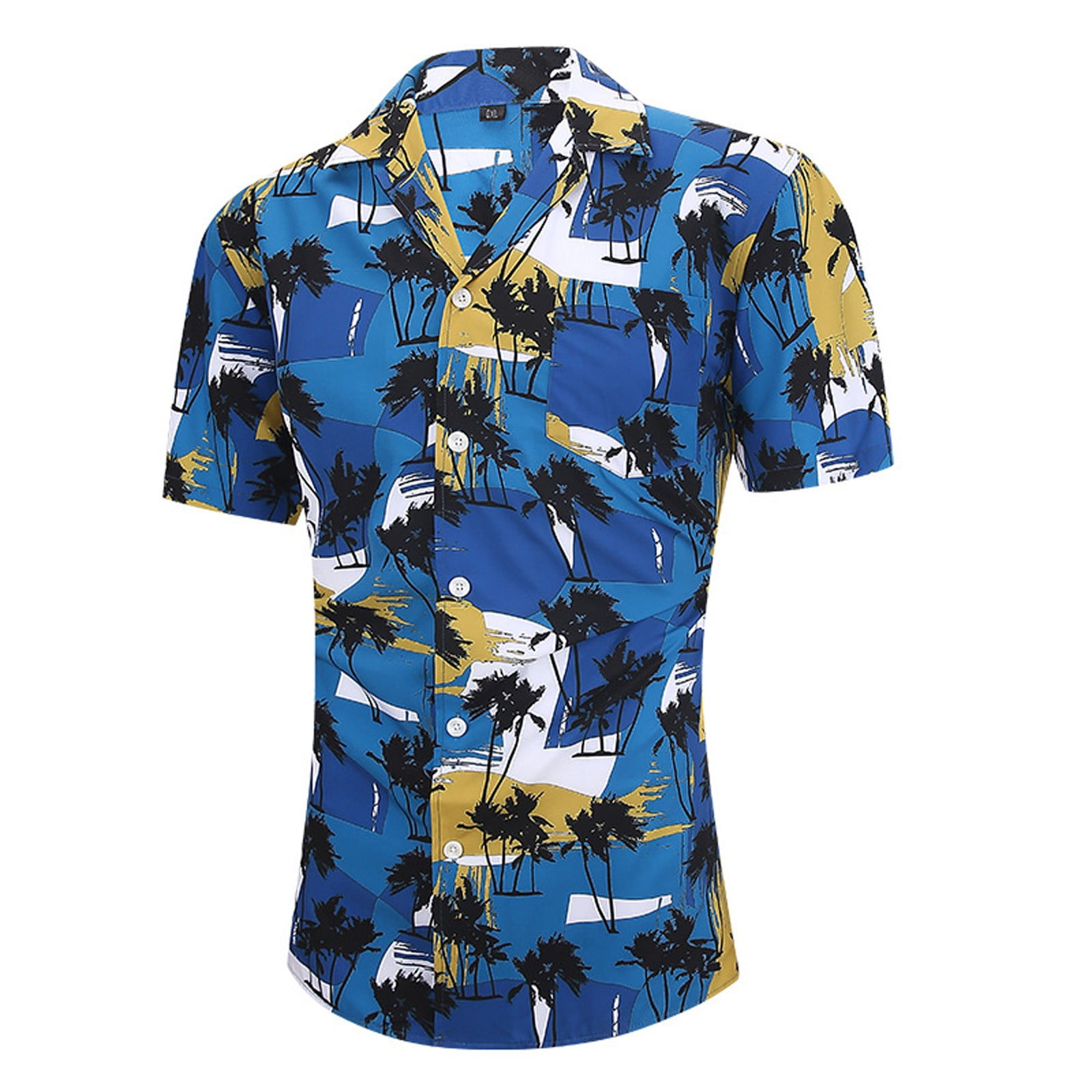 COSFO Mens Shirts Hawaiian Collared Short Sleeve Casual Button Down ...