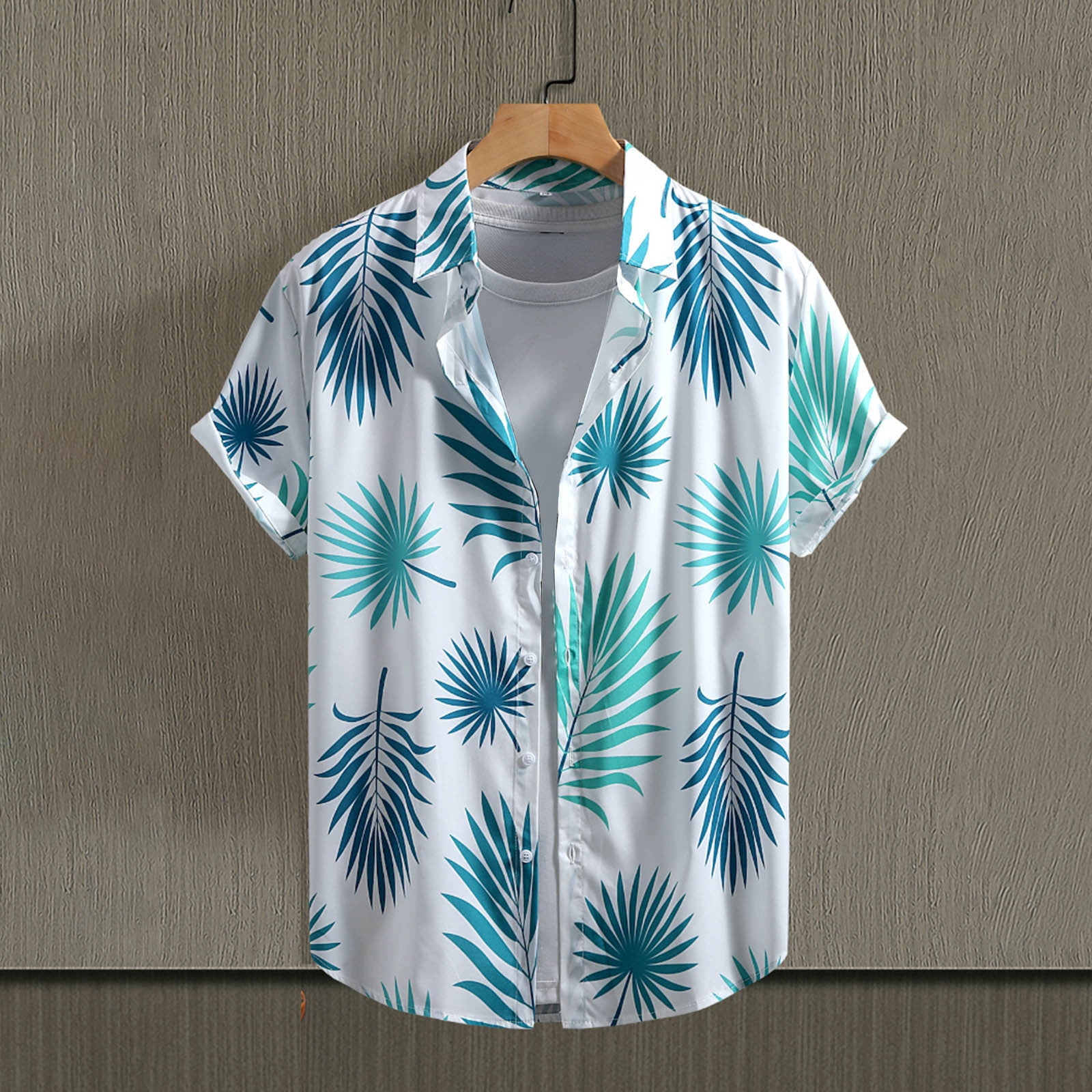 COSFO Mens Short Sleeve Button Down Shirts Casual Hawaiian Collared ...
