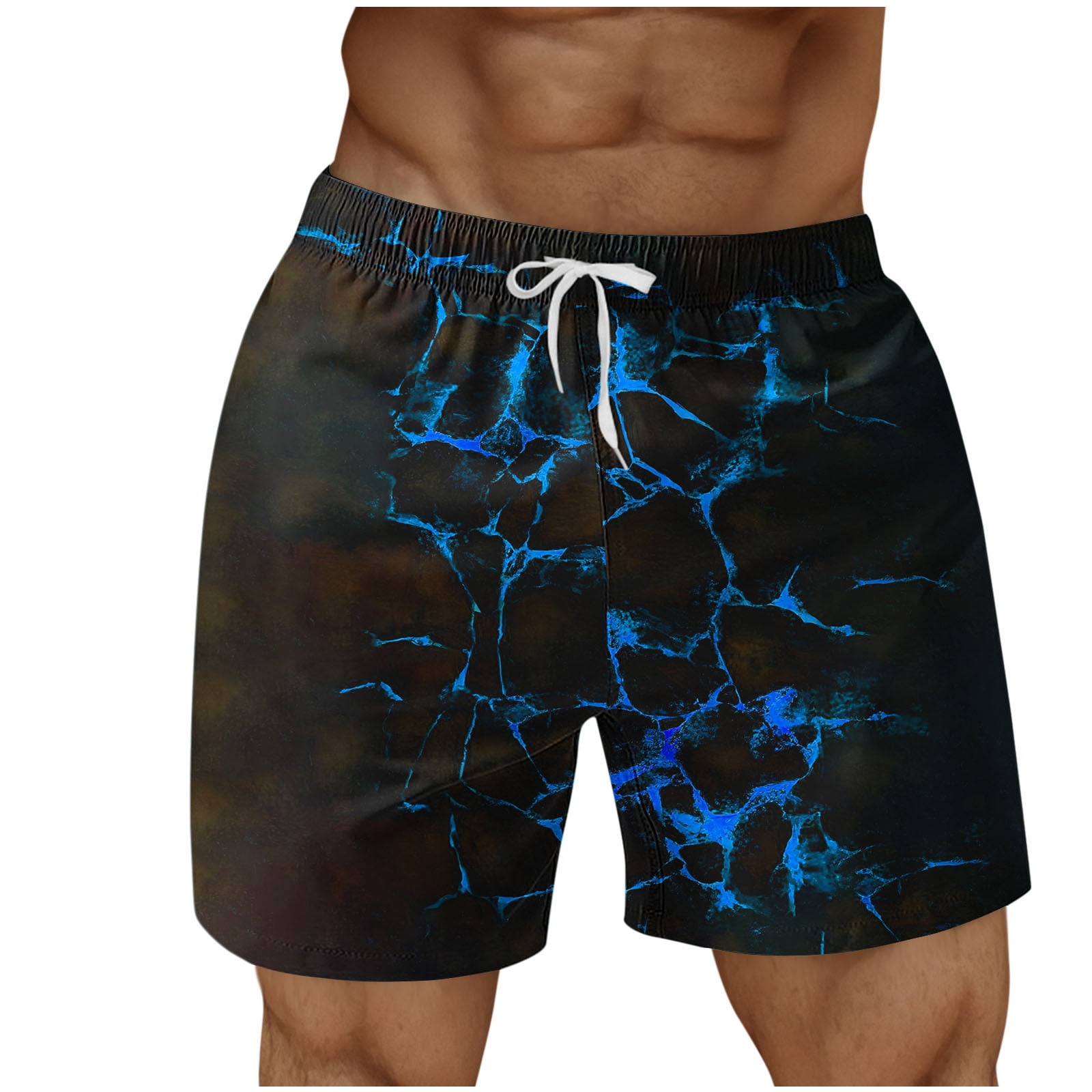 COSFO Mens Swim Trunks Casual Elastic Waist Flame Board Shorts Beach ...