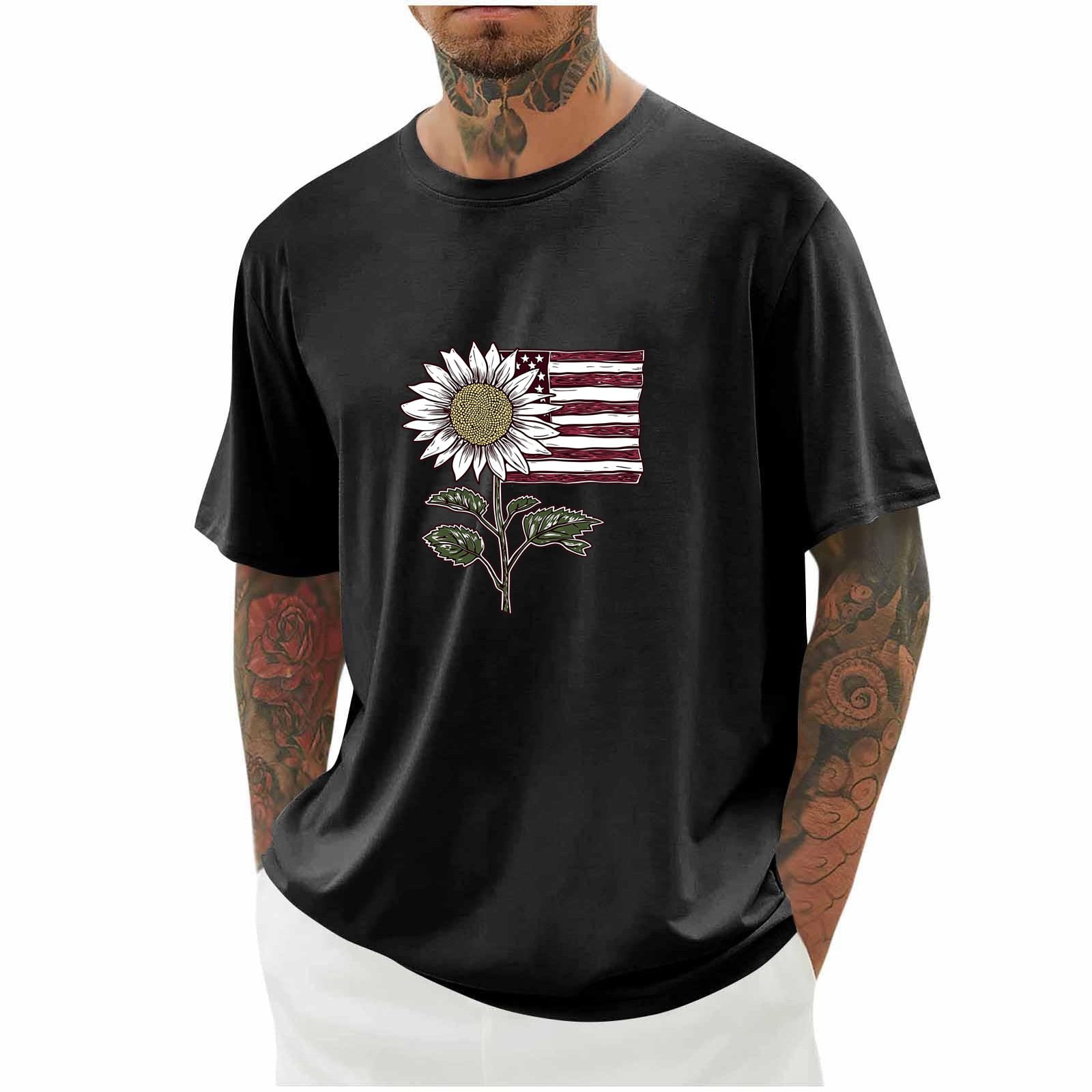 COSFO Mens T-Shirts Independence Day Casual Crew Neck Short Sleeve Tops ...