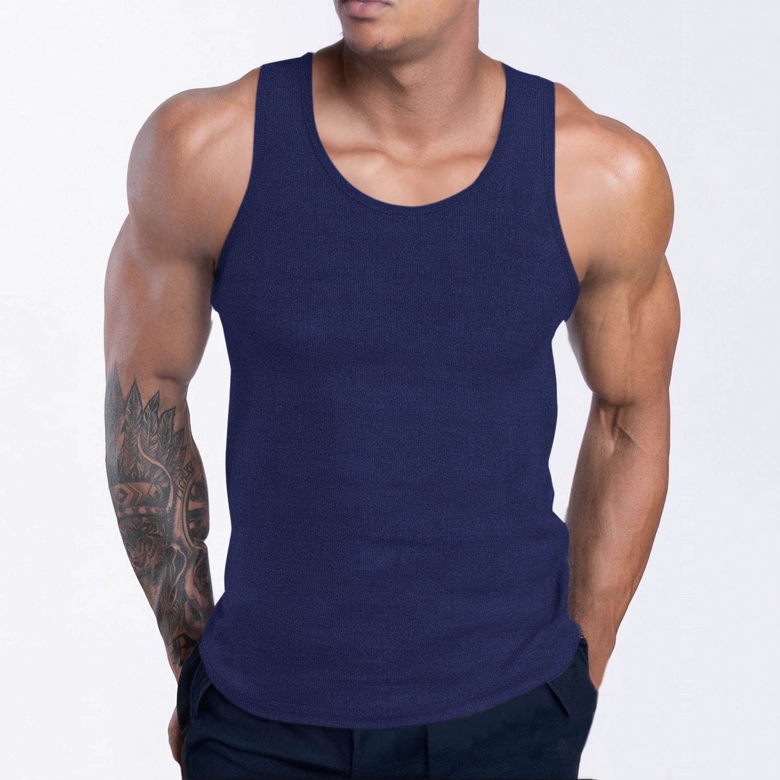 COSFO Mens Tank Tops Crew Neck Athletic White Shirts Summer Sleeveless ...