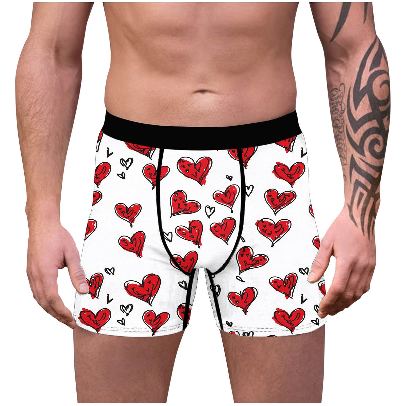 COSFO Mens Underwear Boxers Stretch Long Leg Valentine's Day Trunks ...