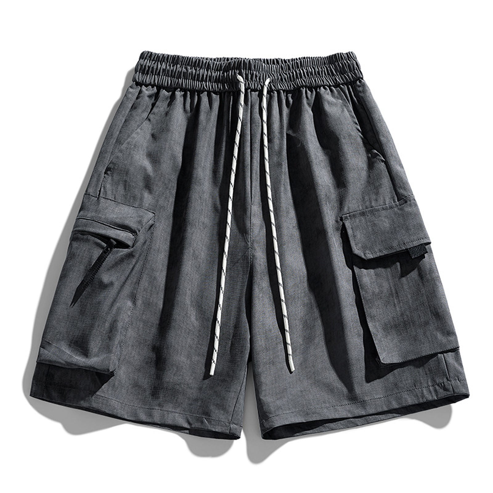COSFO Mens Workout Shorts Elastic Waist Gray Casual Relaxed Fit Multi ...