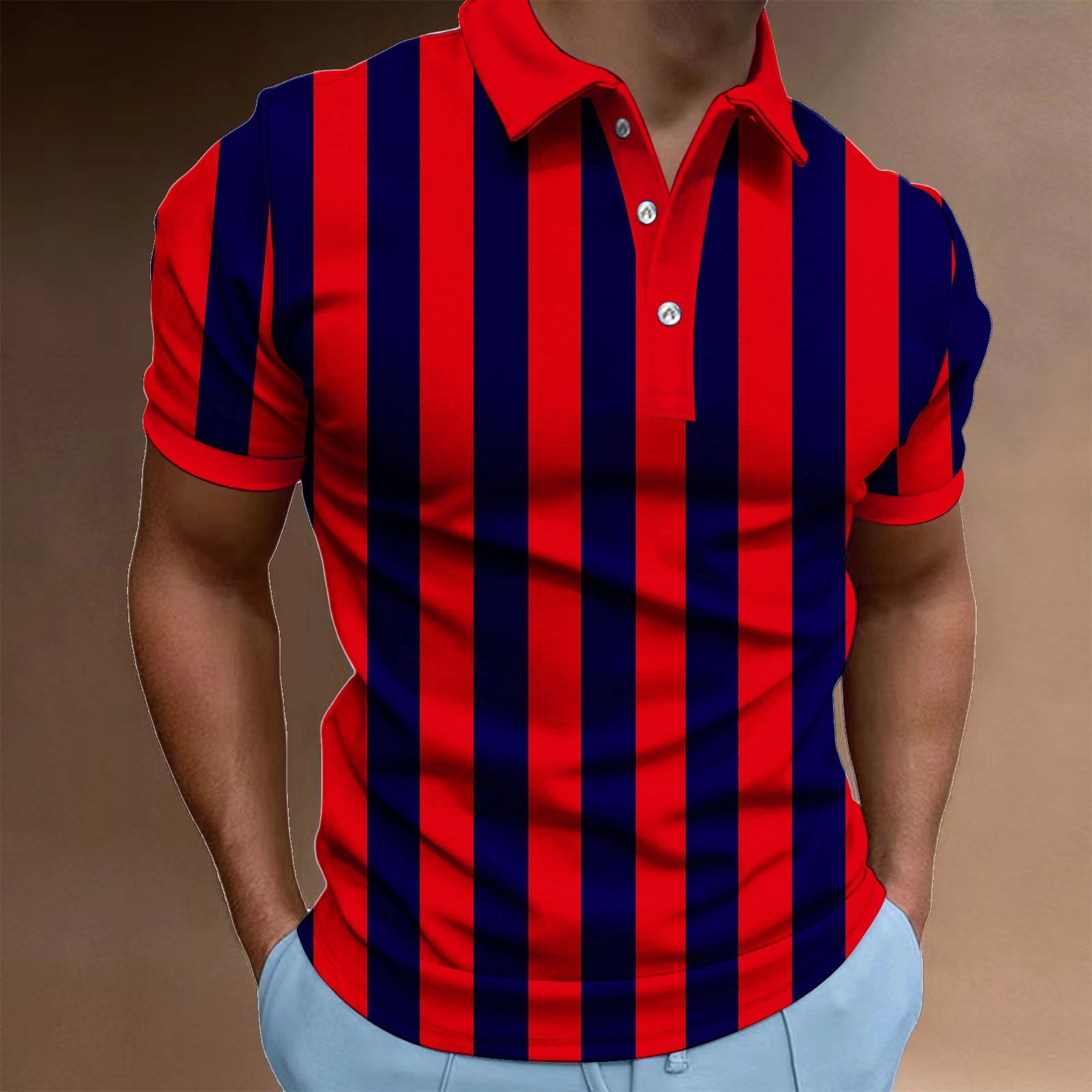COSFO Mesh Mens Polo Shirts Short Sleeve Striped Performance Tops ...