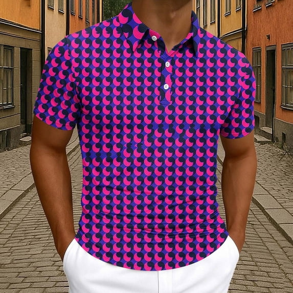 COSFO Mesh Mens Short Sleeve Polo Shirts Graphic Performance Shirt ...