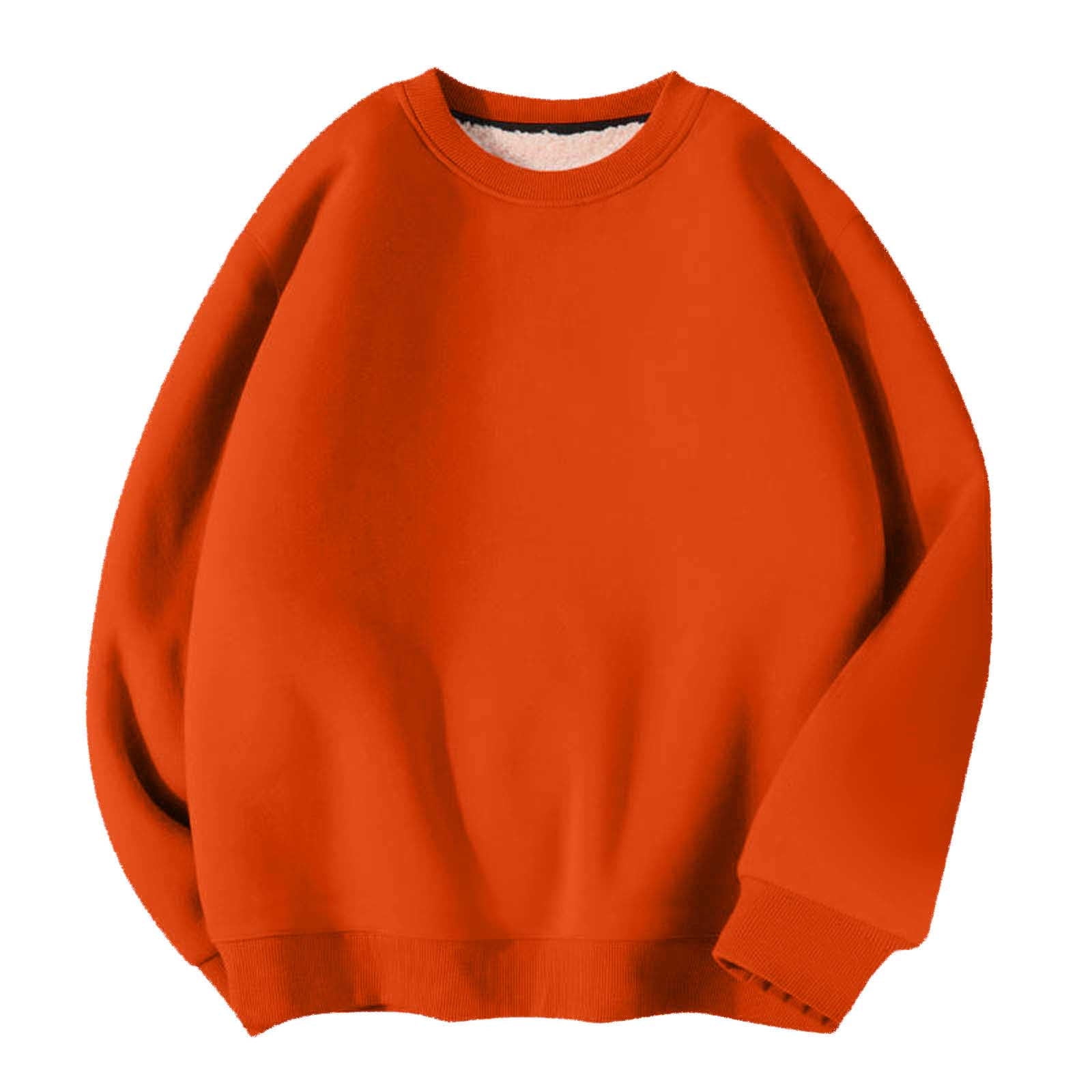 COSFO Orange Sweatshirts for Men Athletic Crew Neck Long Sleeve Solid ...