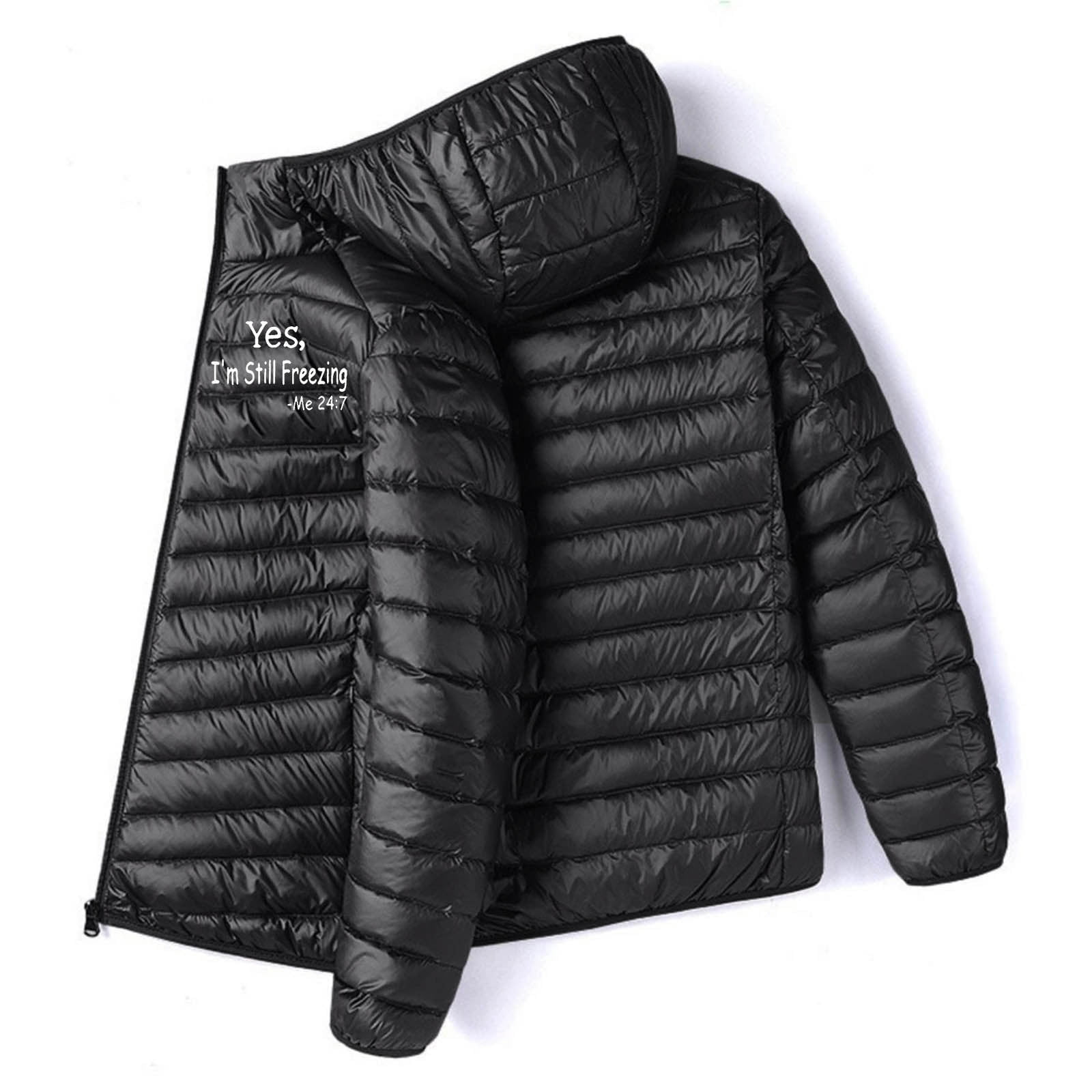 COSFO Puffer Jacket for Men Lightweight Hooded Casual Letter Print Zip ...