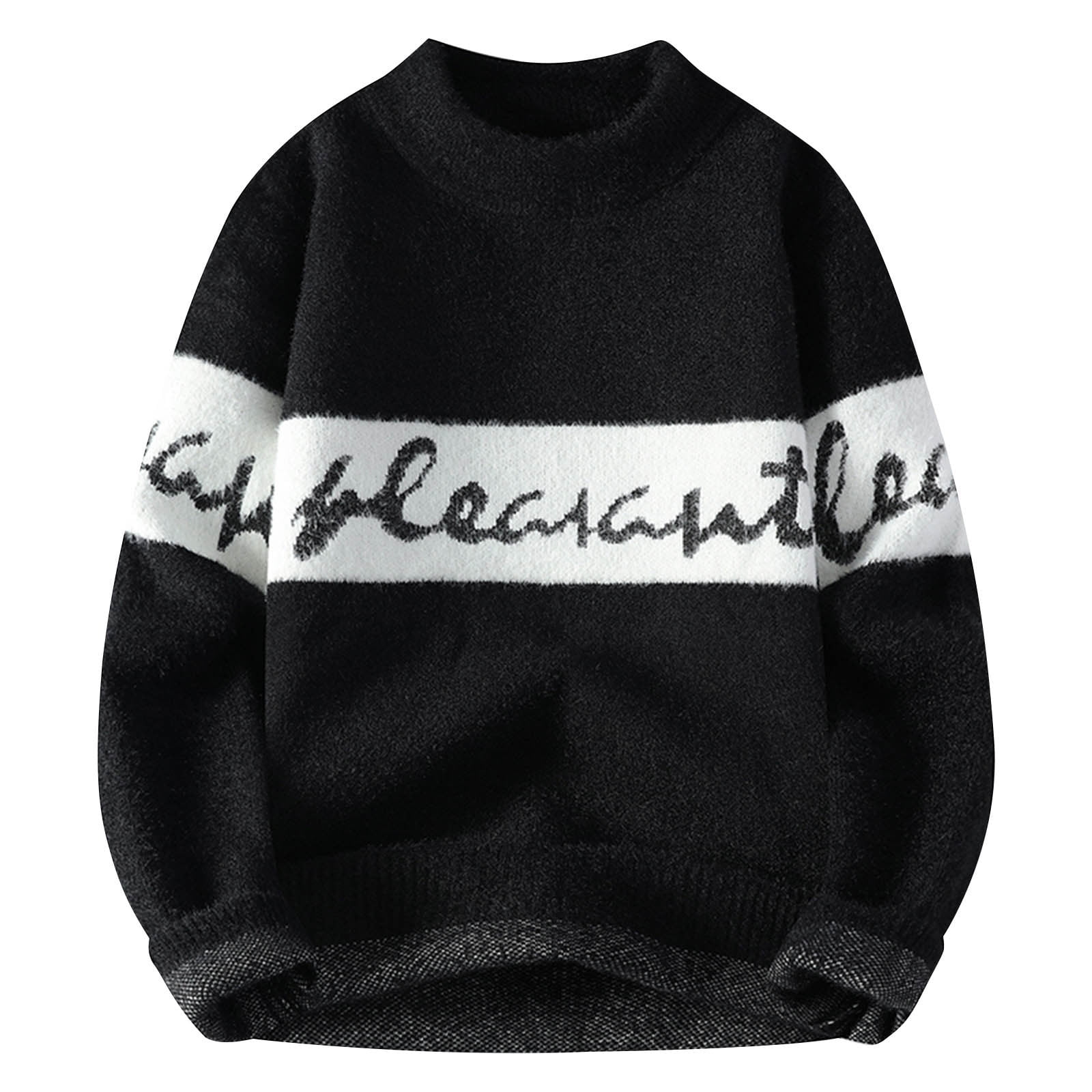 COSFO Pullover Mens Sweater Crewneck Casual Colorblock Tops Long Sleeve ...