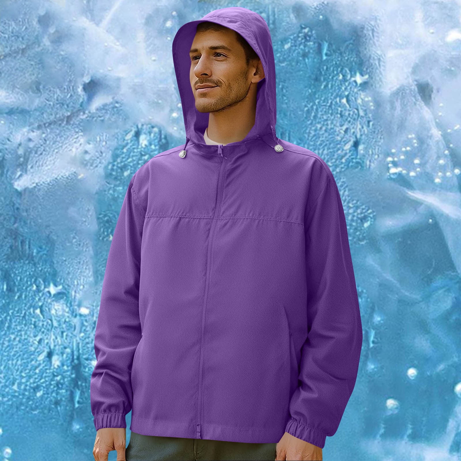 COSFO Purple Mens Winter Jacket Lightweight Hooded Zip Up Windbreaker ...
