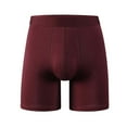 COSFO Red Men Boxer Briefs Bamboo Long Leg Trunks Bulge Pouch Loose Fit ...