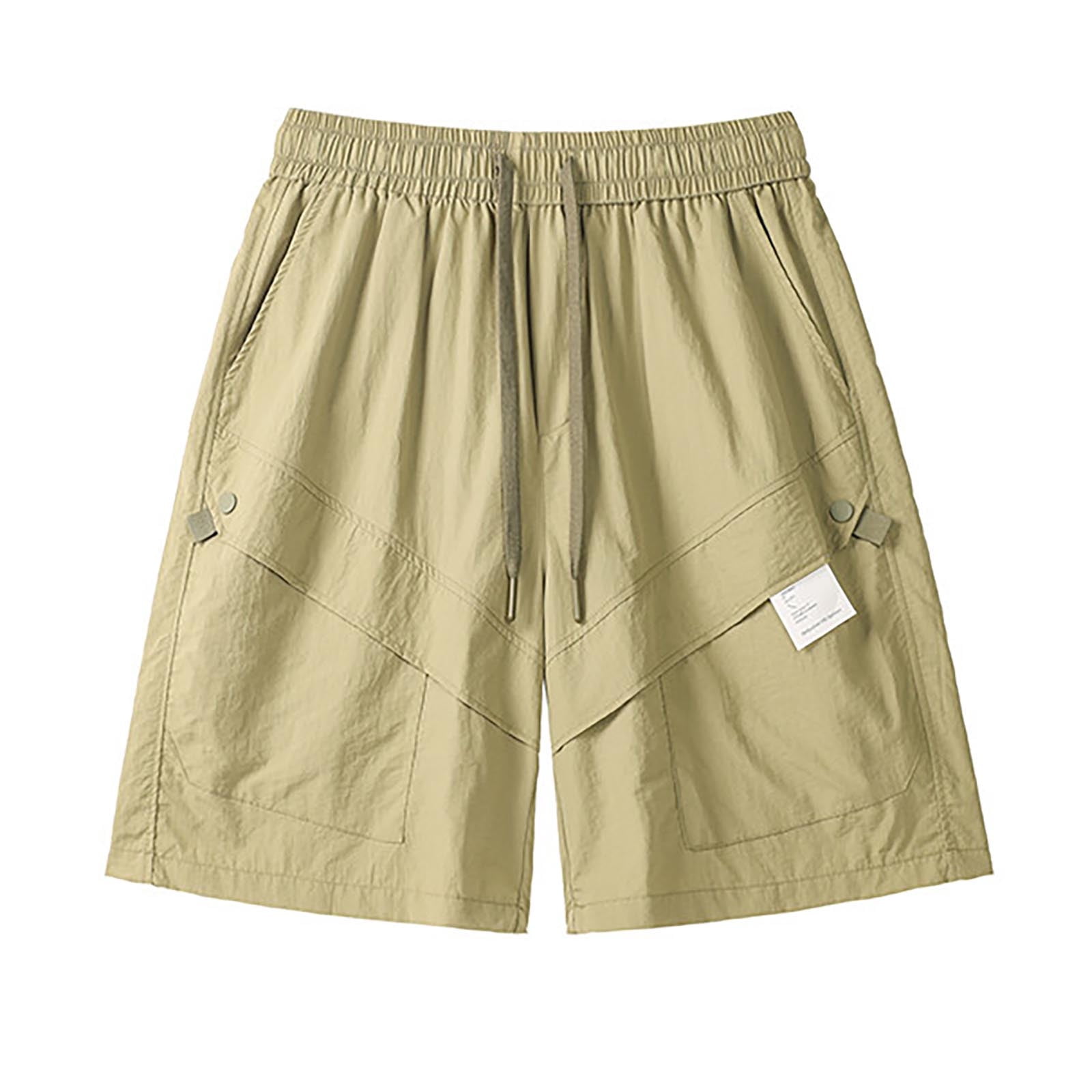 COSFO Relaxed Fit Men's Running Shorts Solid Athletic Shorts Elastic ...