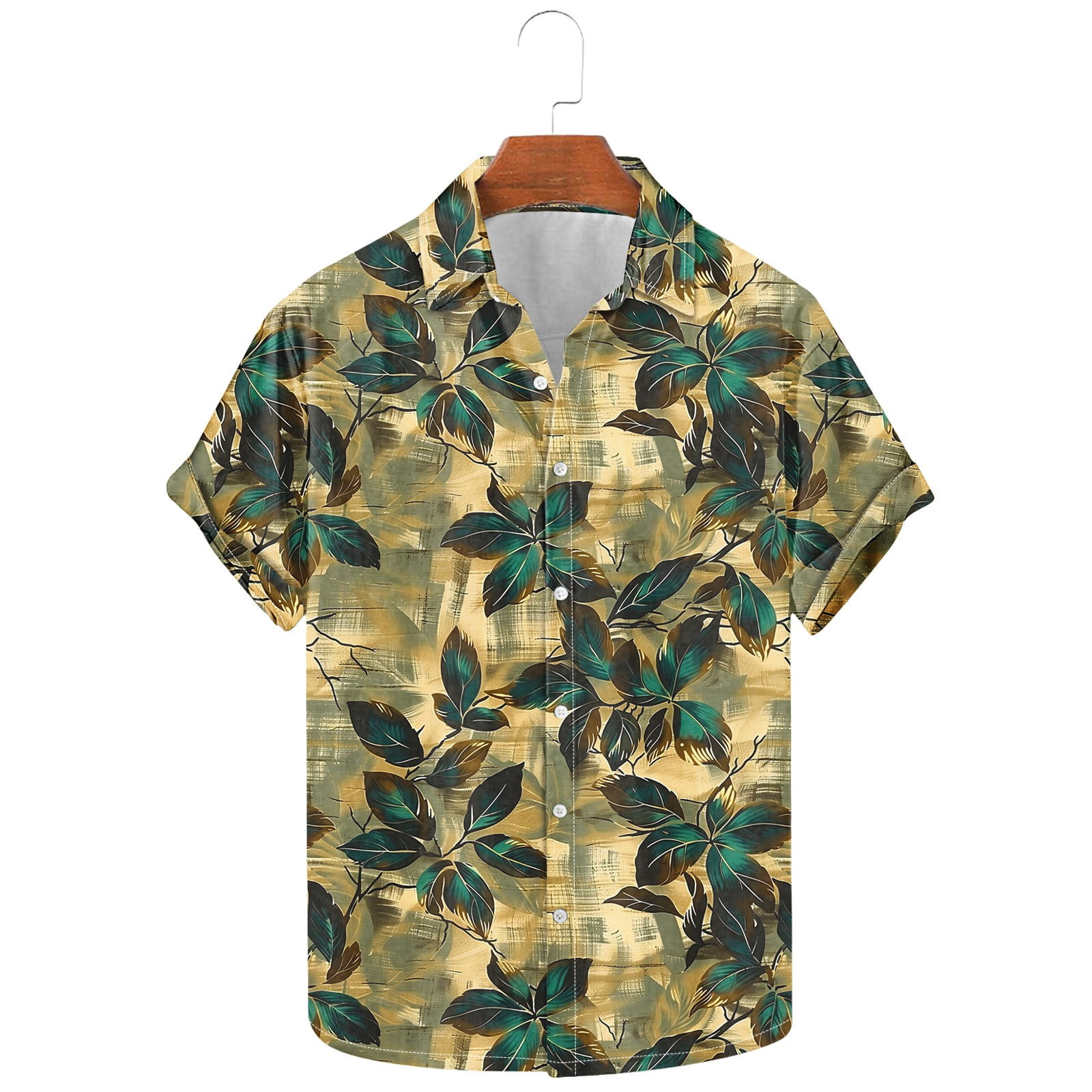 COSFO Shirts for Men Casual Short Sleeve Collared Floral Tops Button Down Loose Shirts - Walmart.com