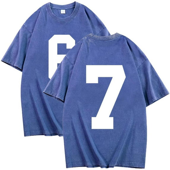 COSFO Short Sleeve Big And Tall Shirts for Men Cotton Number Crew Neck ...