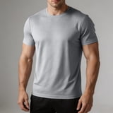 COSFO Short Sleeve Men Tshirts Workout Solid Mesh Shirt Pullover Crew ...