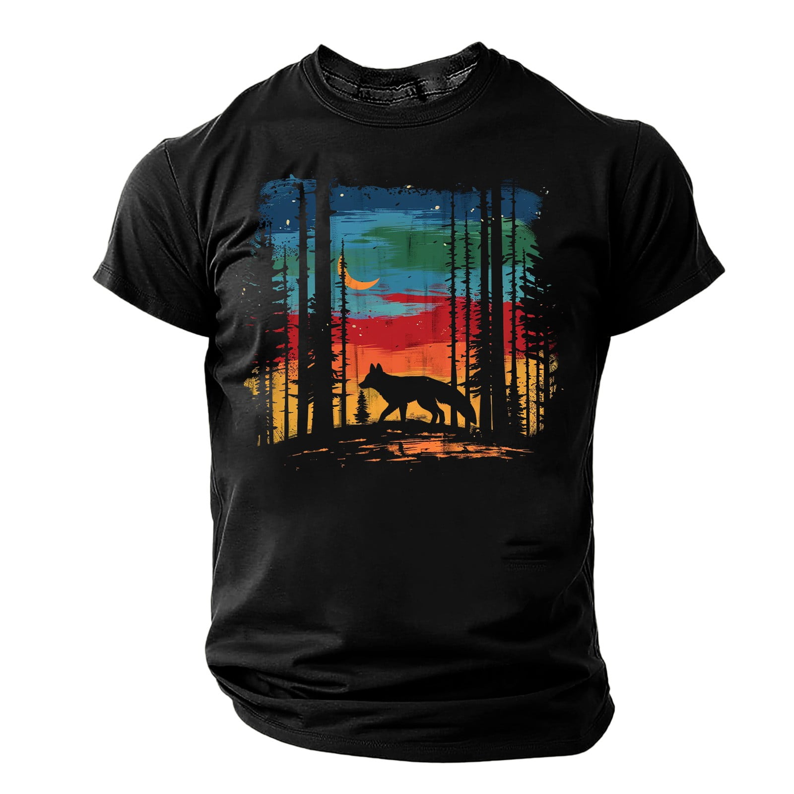 COSFO Short Sleeve Men's Shirts Crew Neck Jungle Casual Tops Animal ...