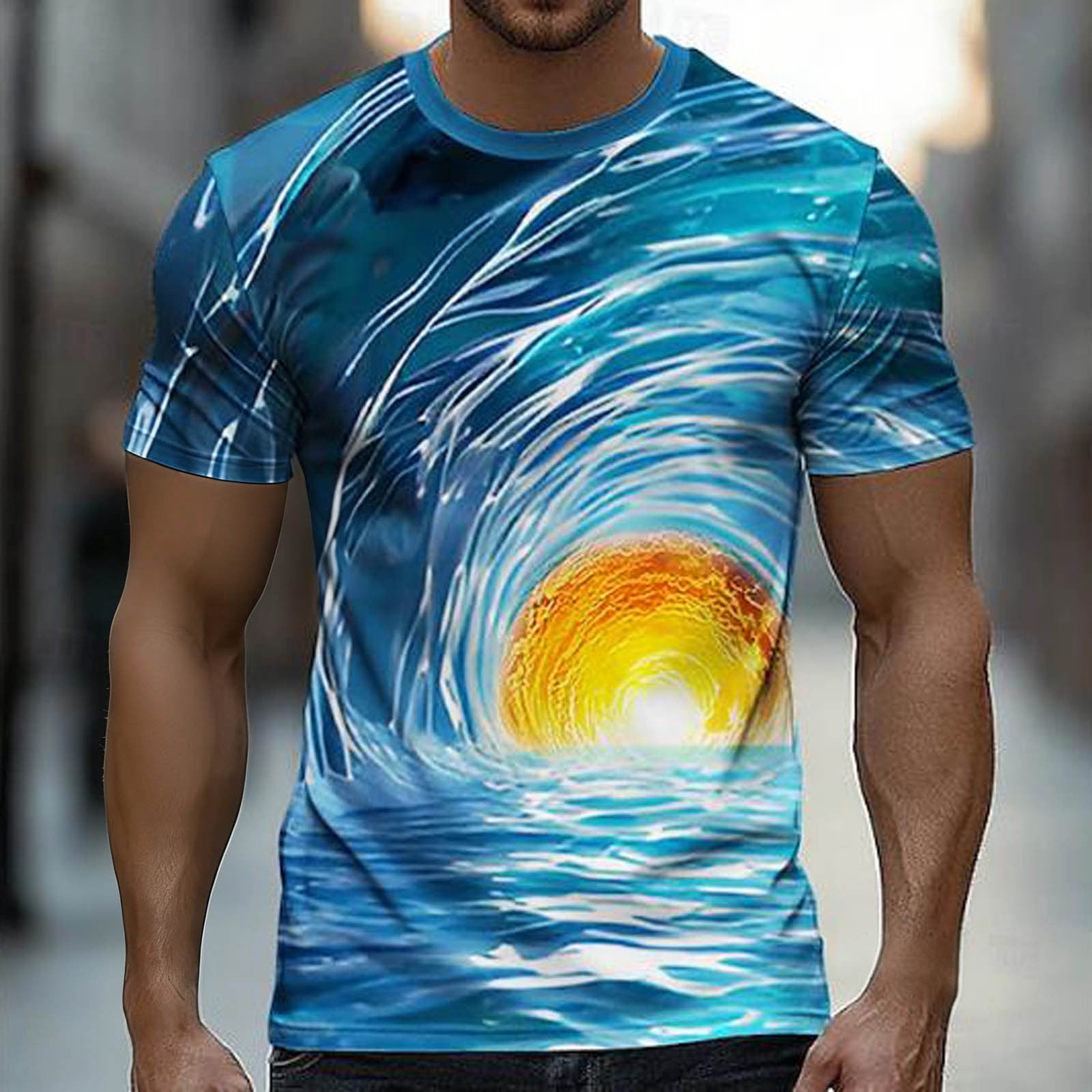 COSFO Short Sleeve Mens T Shirts Funny Graphic Tops Workout Crew Neck ...