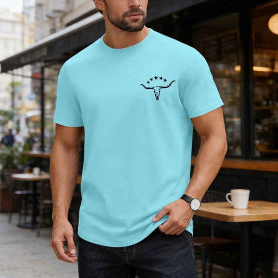 COSFO Short Sleeve Mens Tshirts Summer Cotton Western Tops Lightweight ...