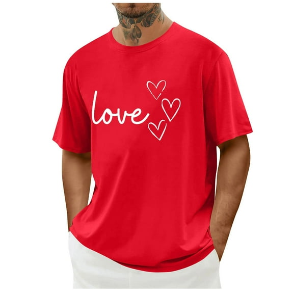 COSFO Short Sleeve T Shirts for Man Valentine's Day Funny Crewneck ...