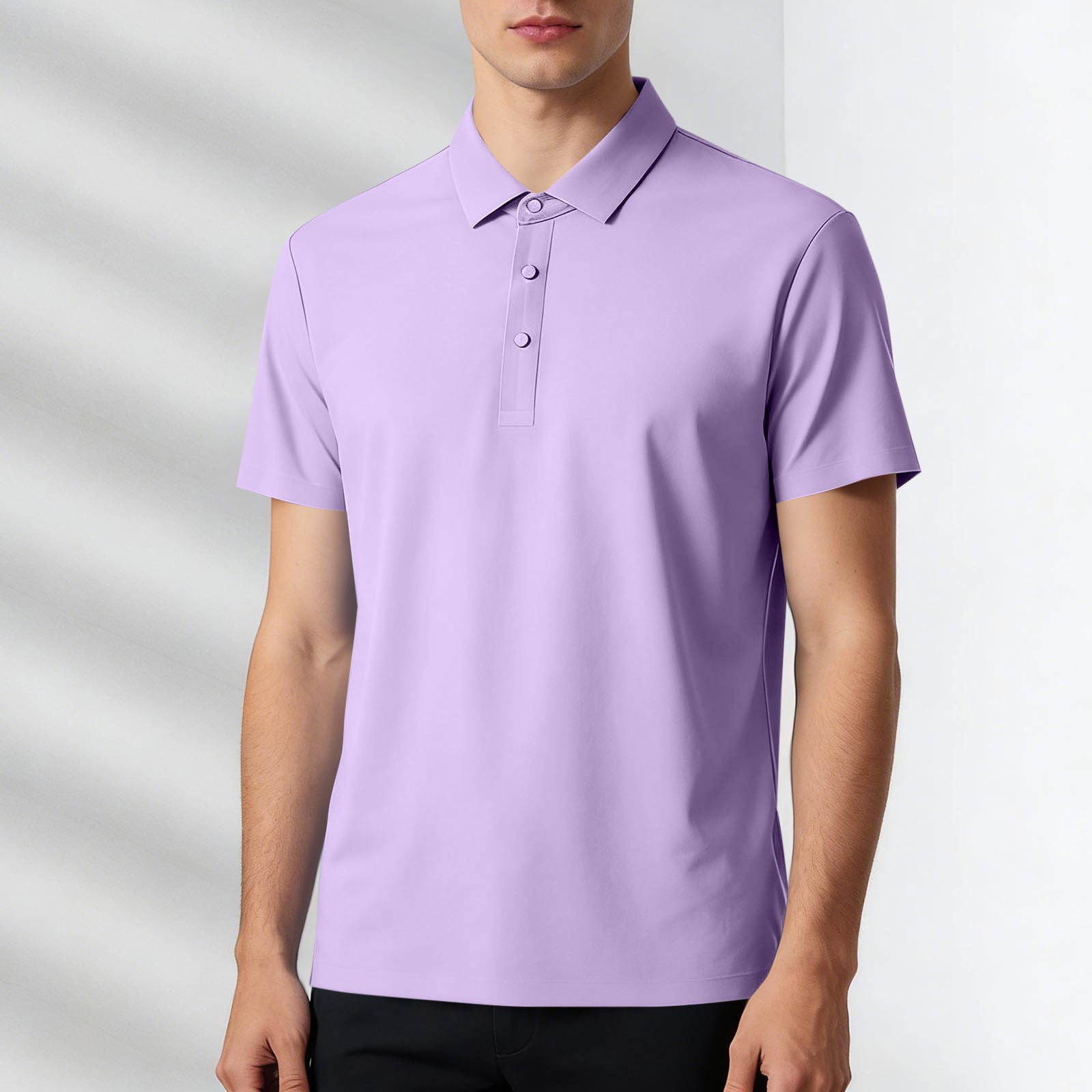 COSFO Solid Colors Men Polo Shirts Short Sleeve Golf Ice Silk Tops ...
