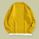 COSFO Solid Men Sweaters Casual Long Sleeve Yellow Knit Crew Neck ...