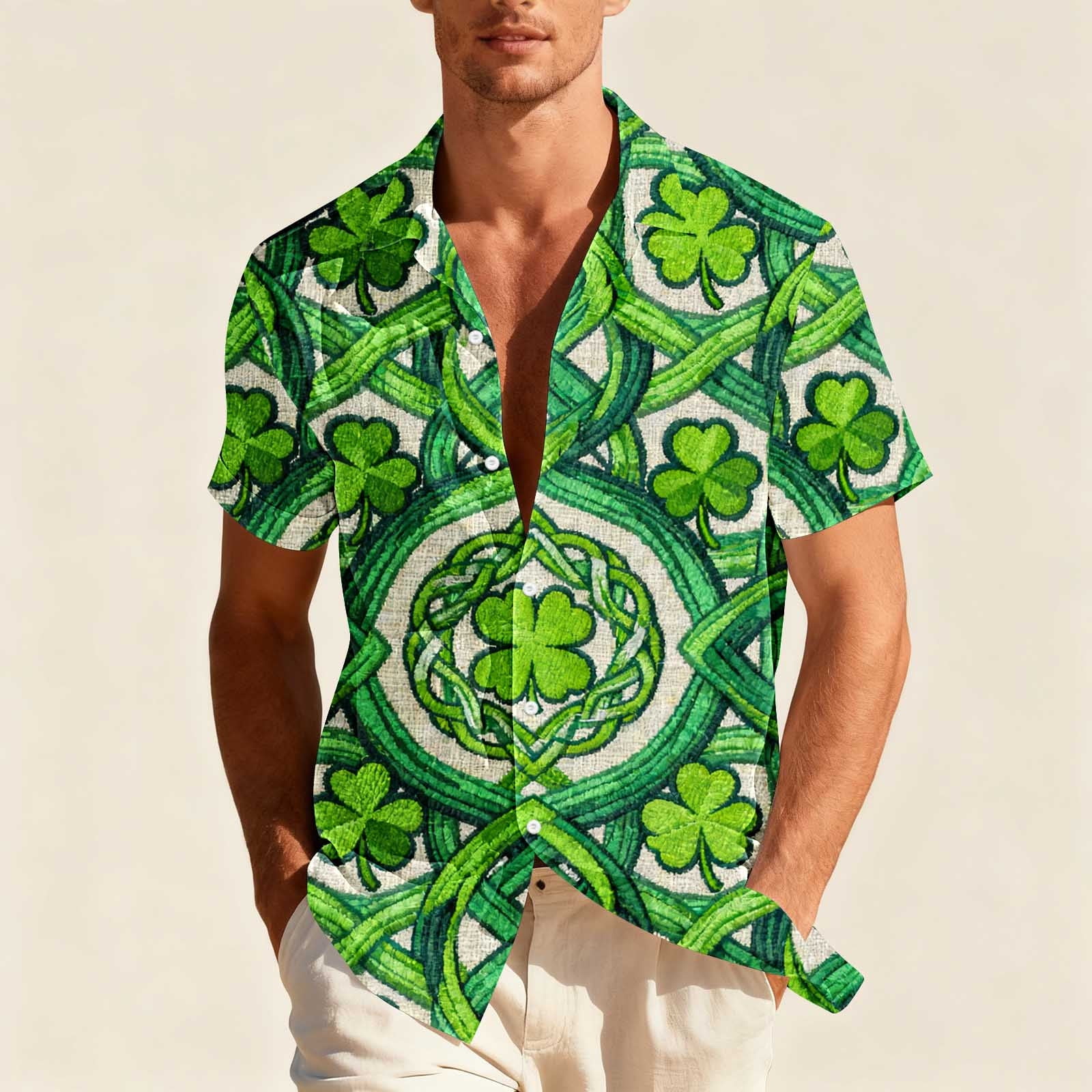 COSFO St Patricks Day Button Down Shirt Men Short Sleeve Funny Tops ...