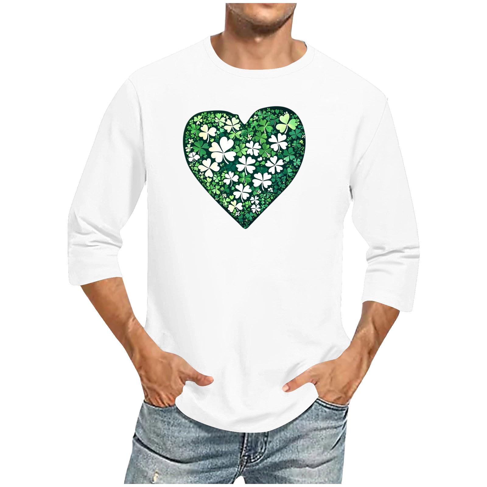 COSFO St Patricks Day Men Shirts 3/4 Sleeve Nursing Tops Crew Neck ...