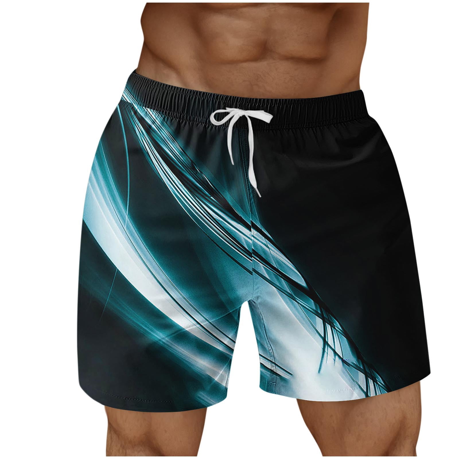 COSFO Swim Trunks for Men Casual Vintage Elastic Waist Board Shorts ...