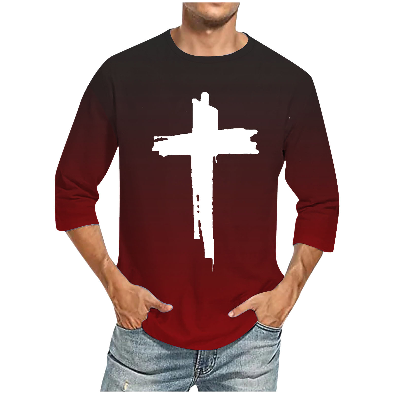 COSFO T Shirts for Man Gradient Cross Short Sleeve Casual Tops Loose ...