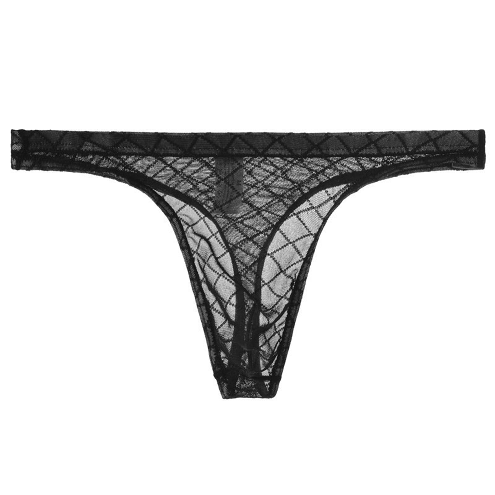 COSFO Thongs for Men Black Mesh T-Back Comfortable Soft Classic Fit Men ...