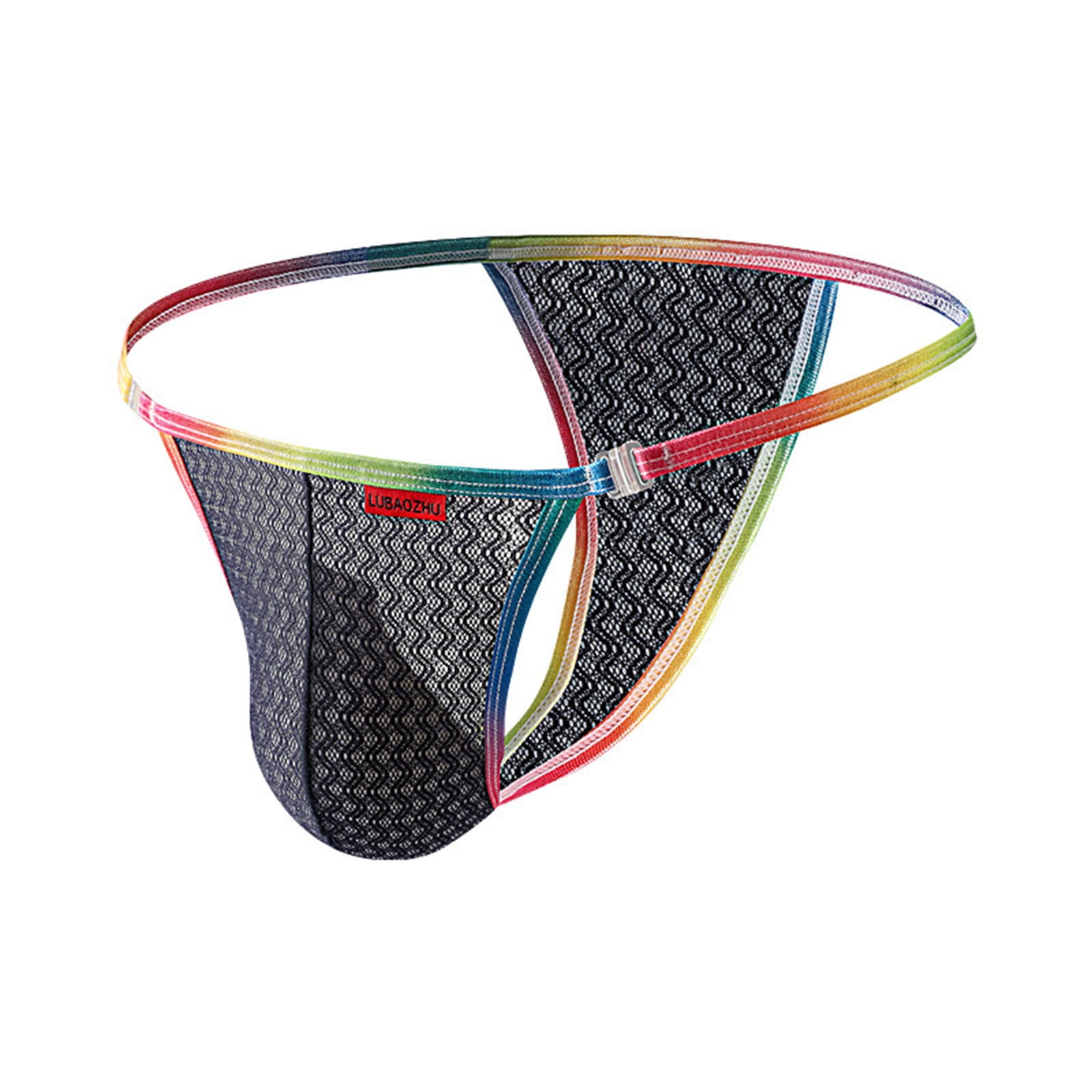 COSFO Thongs for Men Bulge Pouch Colorblock Silk G-String Stretch ...